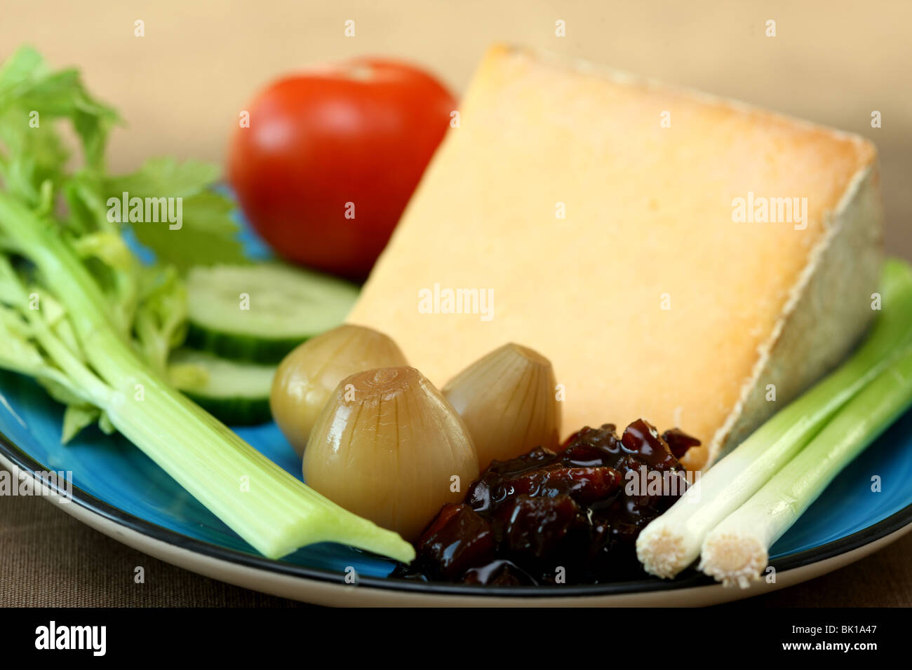 Cheshire Cheese Ploughmans Lunch Plate Stock Photo - Alamy