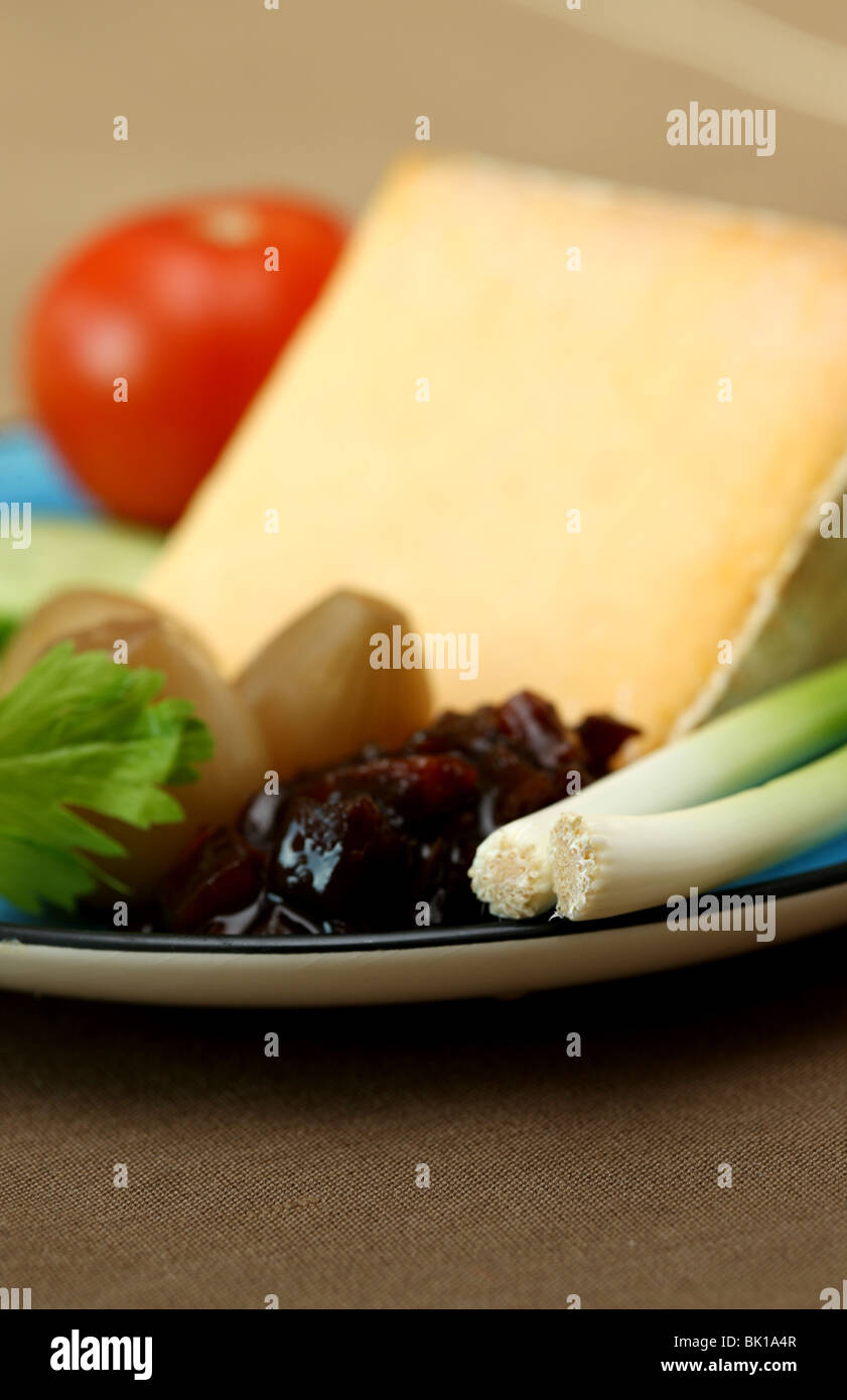 Cheshire Cheese Ploughmans Lunch Plate Stock Photo - Alamy