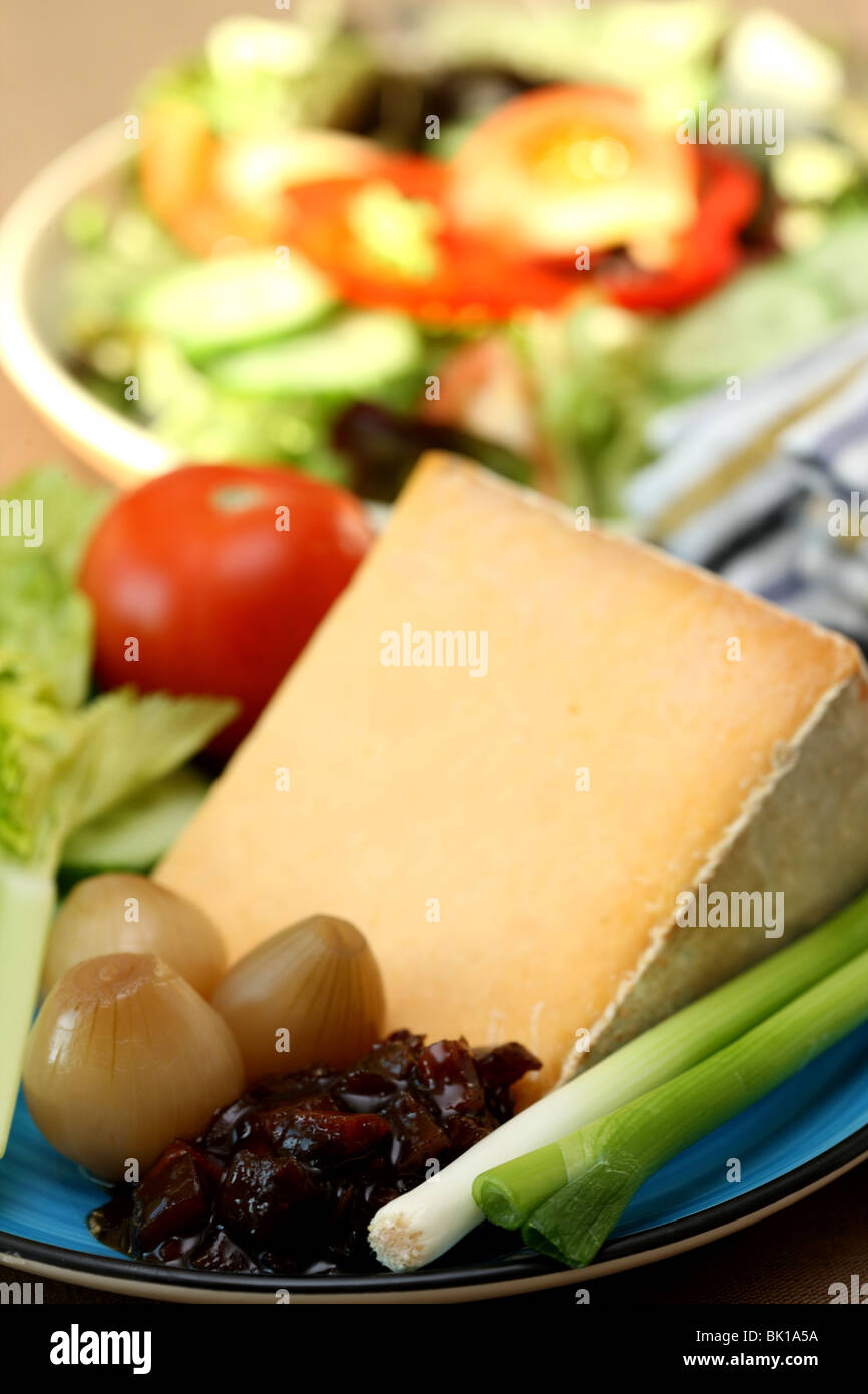 Cheshire Cheese Ploughmans Lunch Plate Stock Photo - Alamy