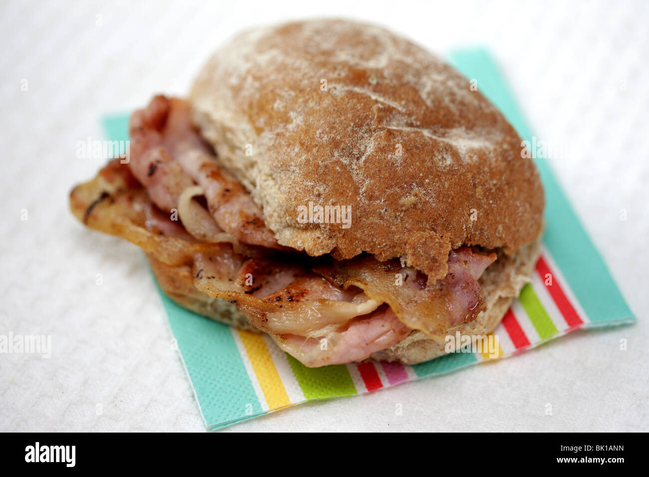 Wholemeal Bacon Roll Stock Photo - Alamy