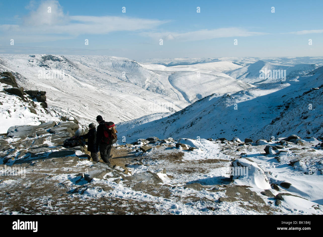 Winter on the Kinder Scout plateau, above Edale, Peak District ...