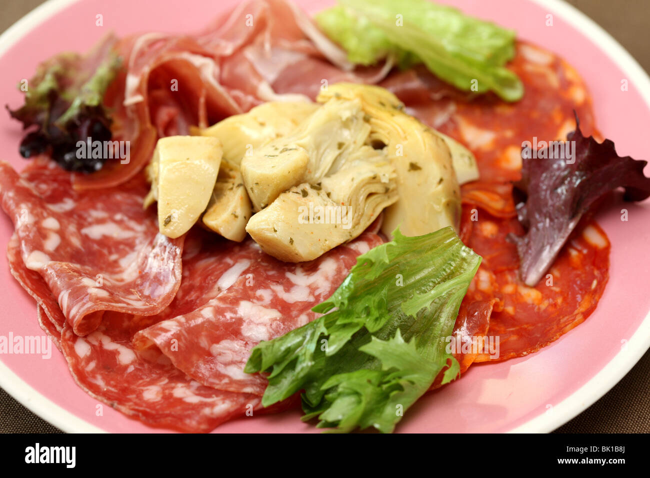 Cold Meat Platter with Antipasto Stock Photo - Alamy
