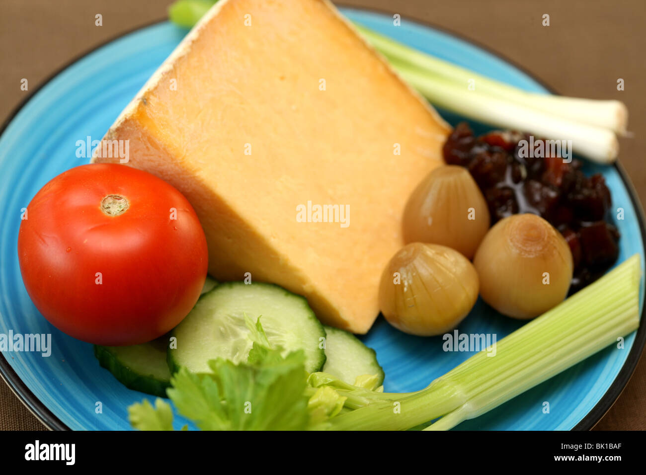 Cheshire Cheese Ploughmans Lunch Plate Stock Photo - Alamy
