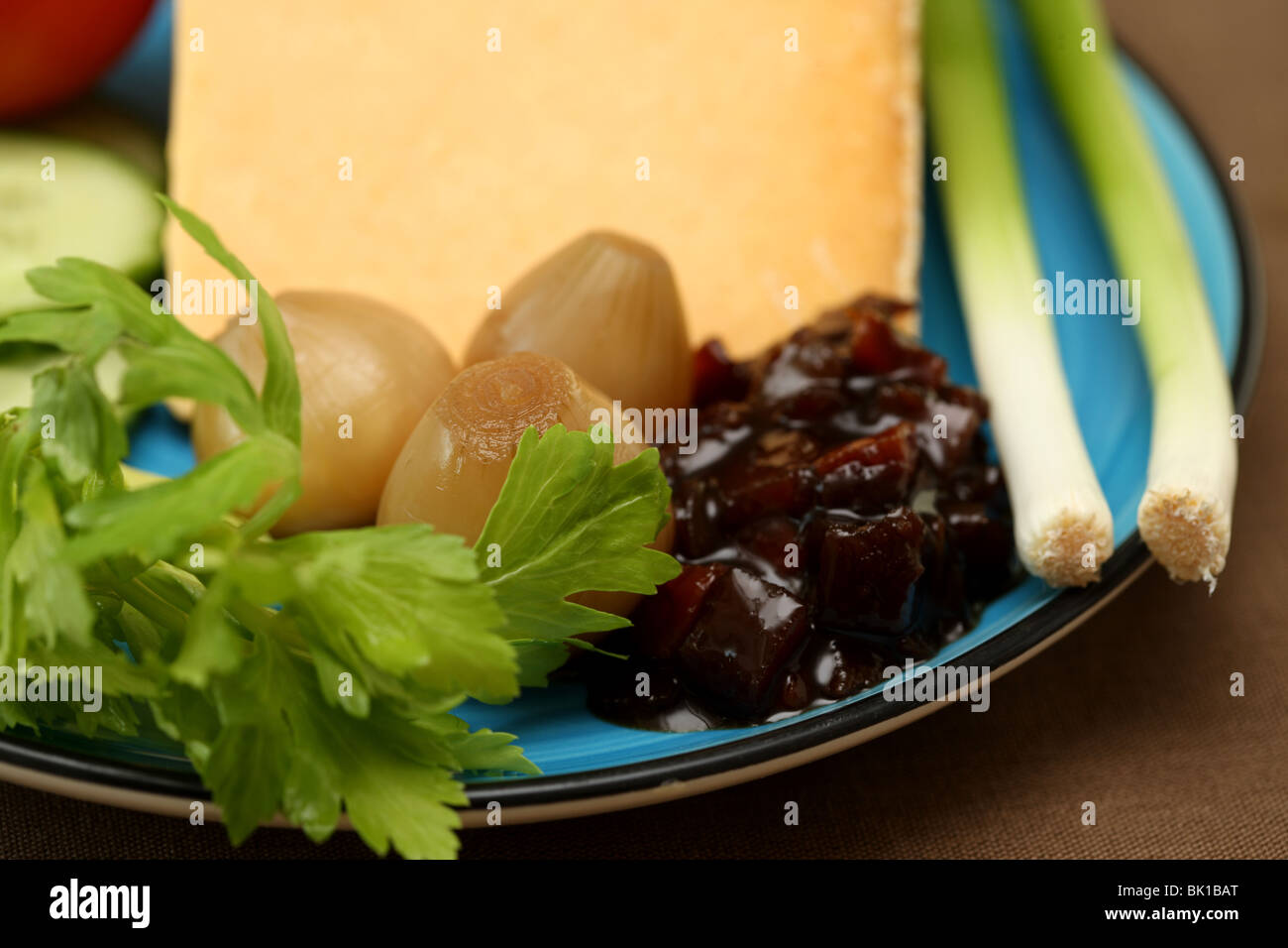 Cheshire Cheese Ploughmans Lunch Plate Stock Photo - Alamy