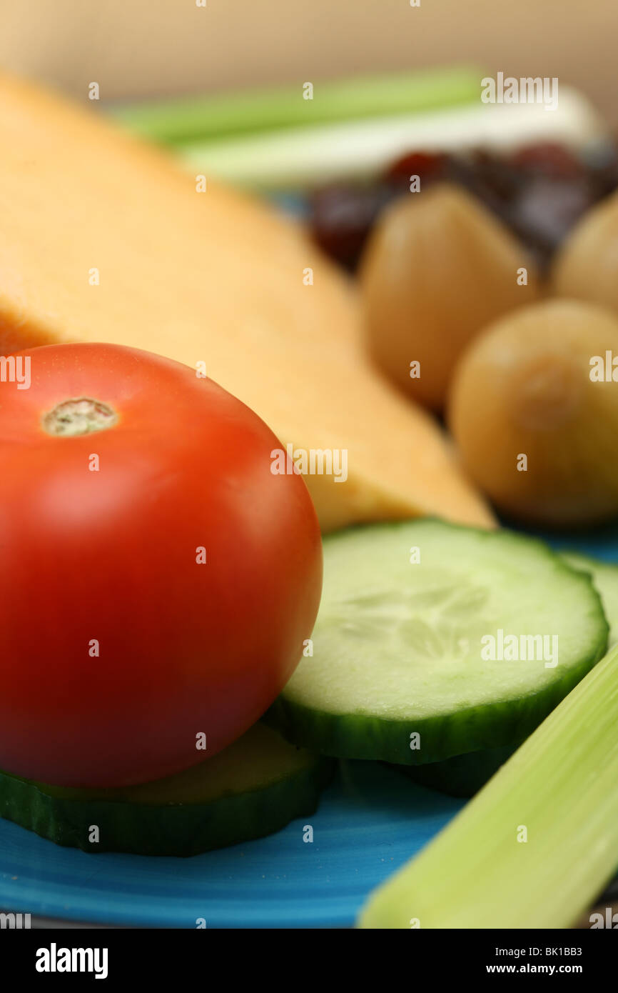 Cheshire Cheese Ploughmans Lunch Plate Stock Photo - Alamy