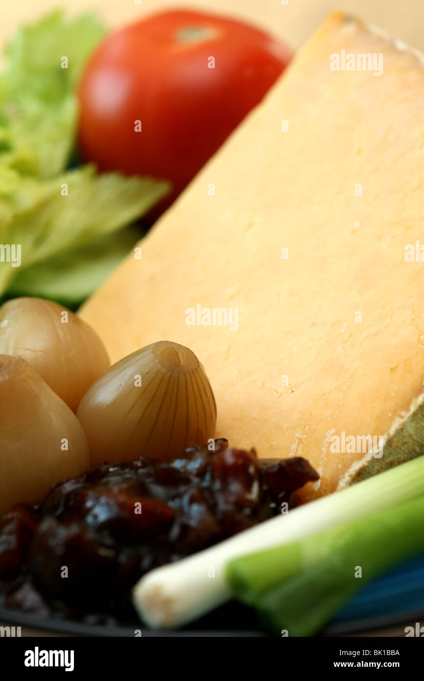 Cheshire Cheese Ploughmans Lunch Plate Stock Photo - Alamy