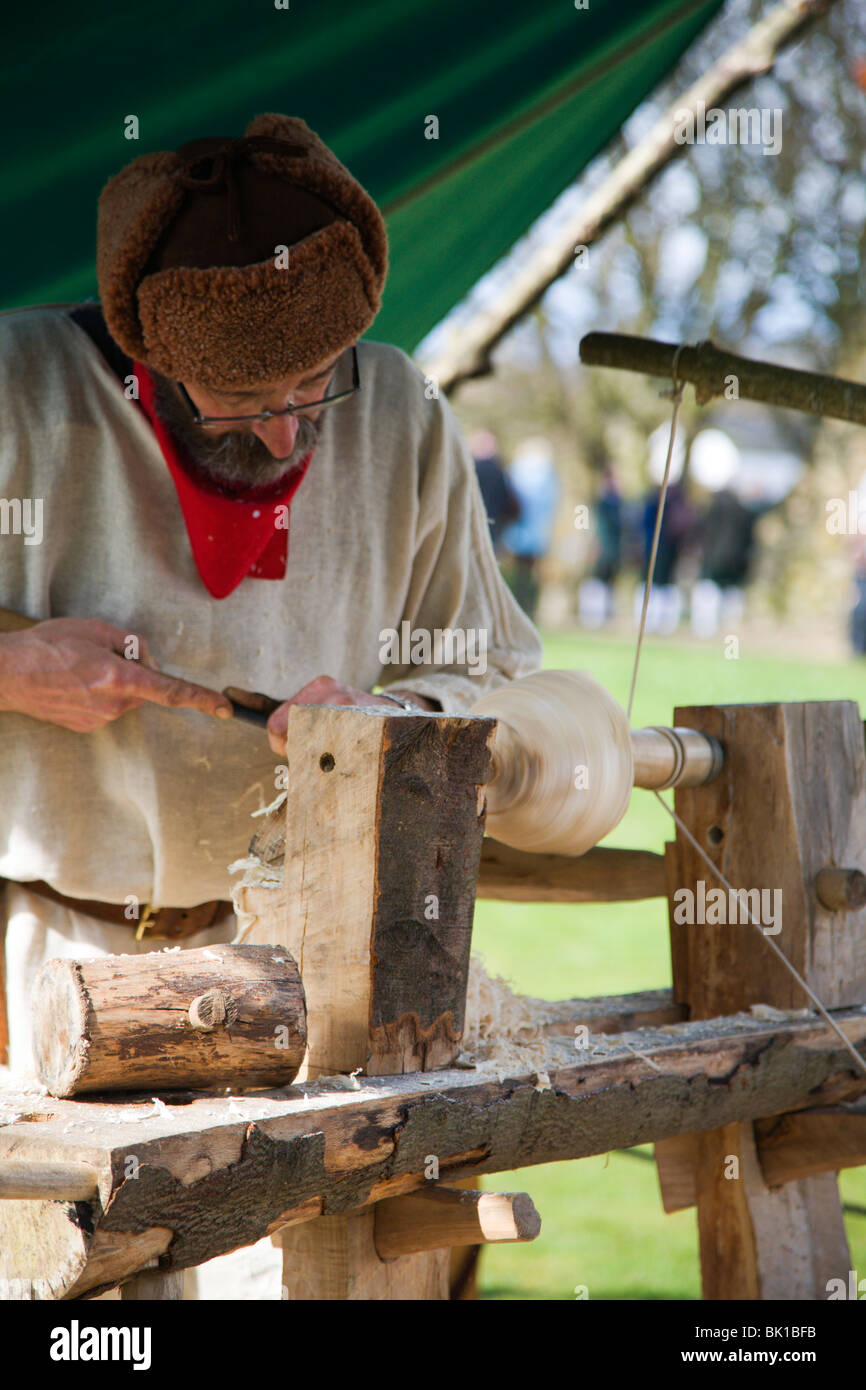 Wood turning using a pole lathe at the 800th Maundy Celebrations at ...