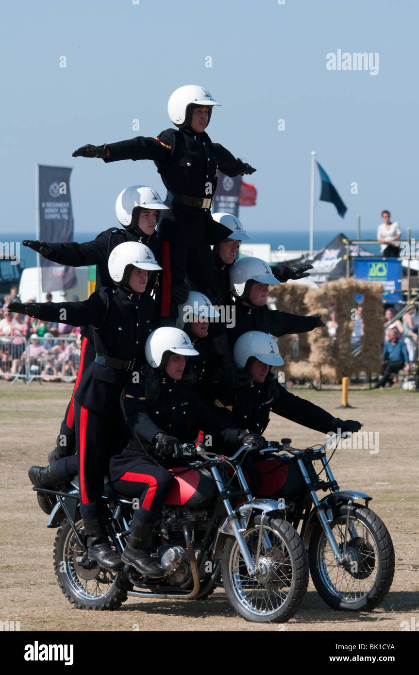 The Royal Signals White Helmets motorcycle display team in action at ...