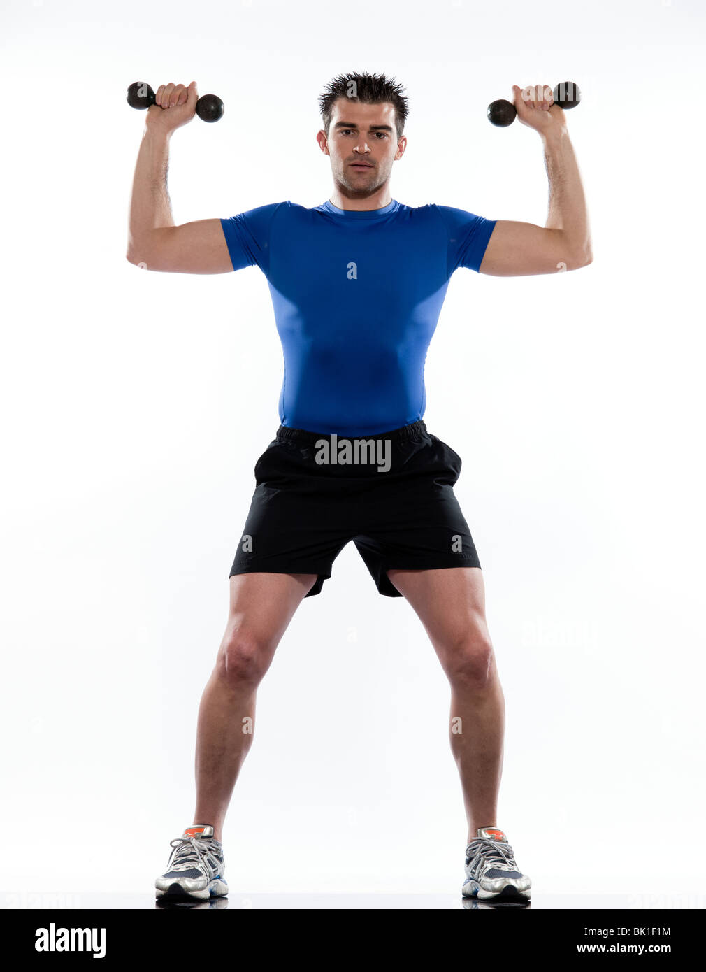 man doing workout on white isolated background Stock Photo - Alamy