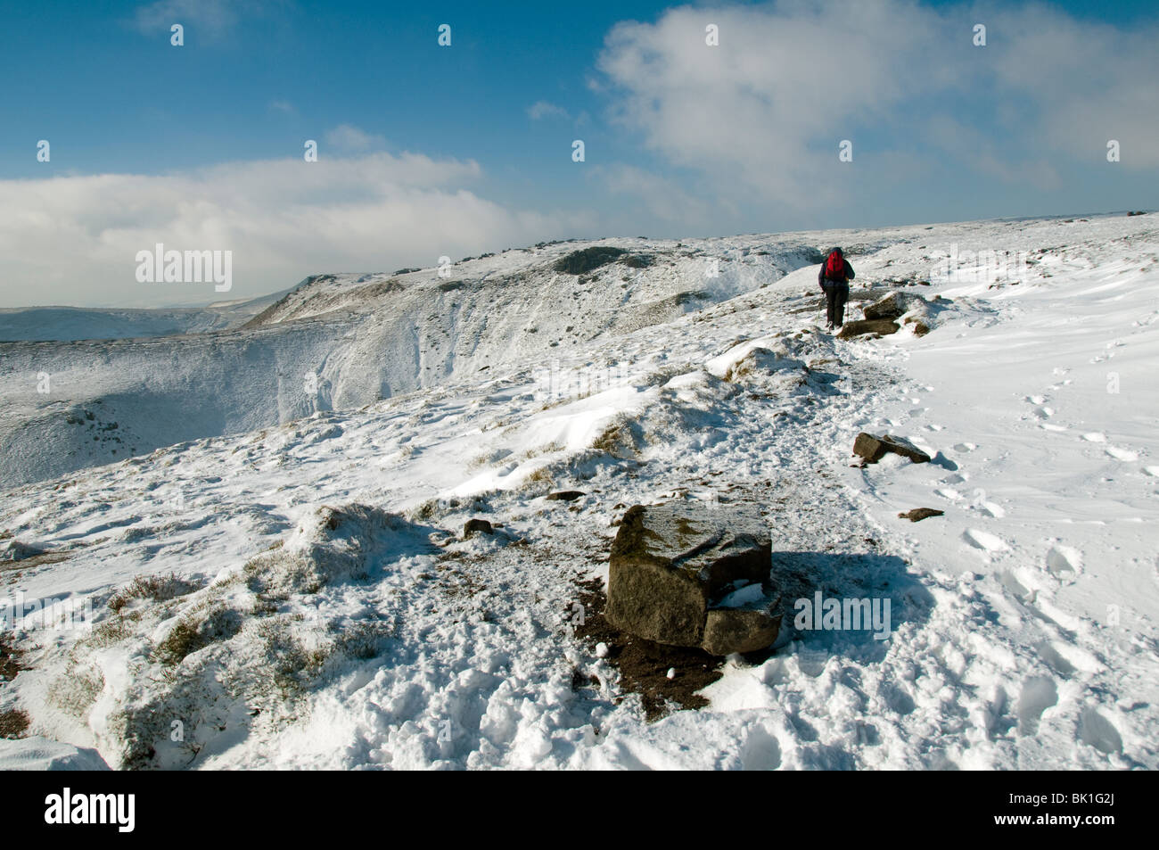 Winter on the Kinder Scout plateau, above Edale, Peak District ...