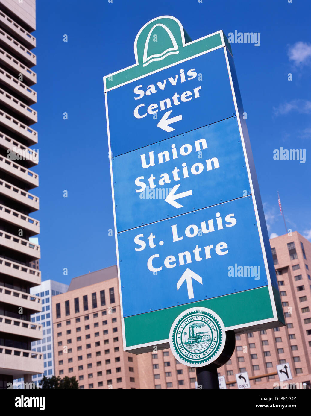 City centre direction sign in St Louis, Missouri USA Stock Photo - Alamy