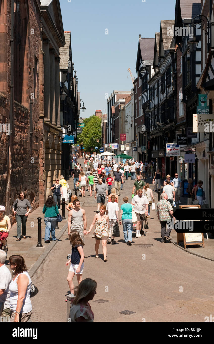 Pedestrianized street near Cathedral Chester Cheshire UK Stock Photo ...