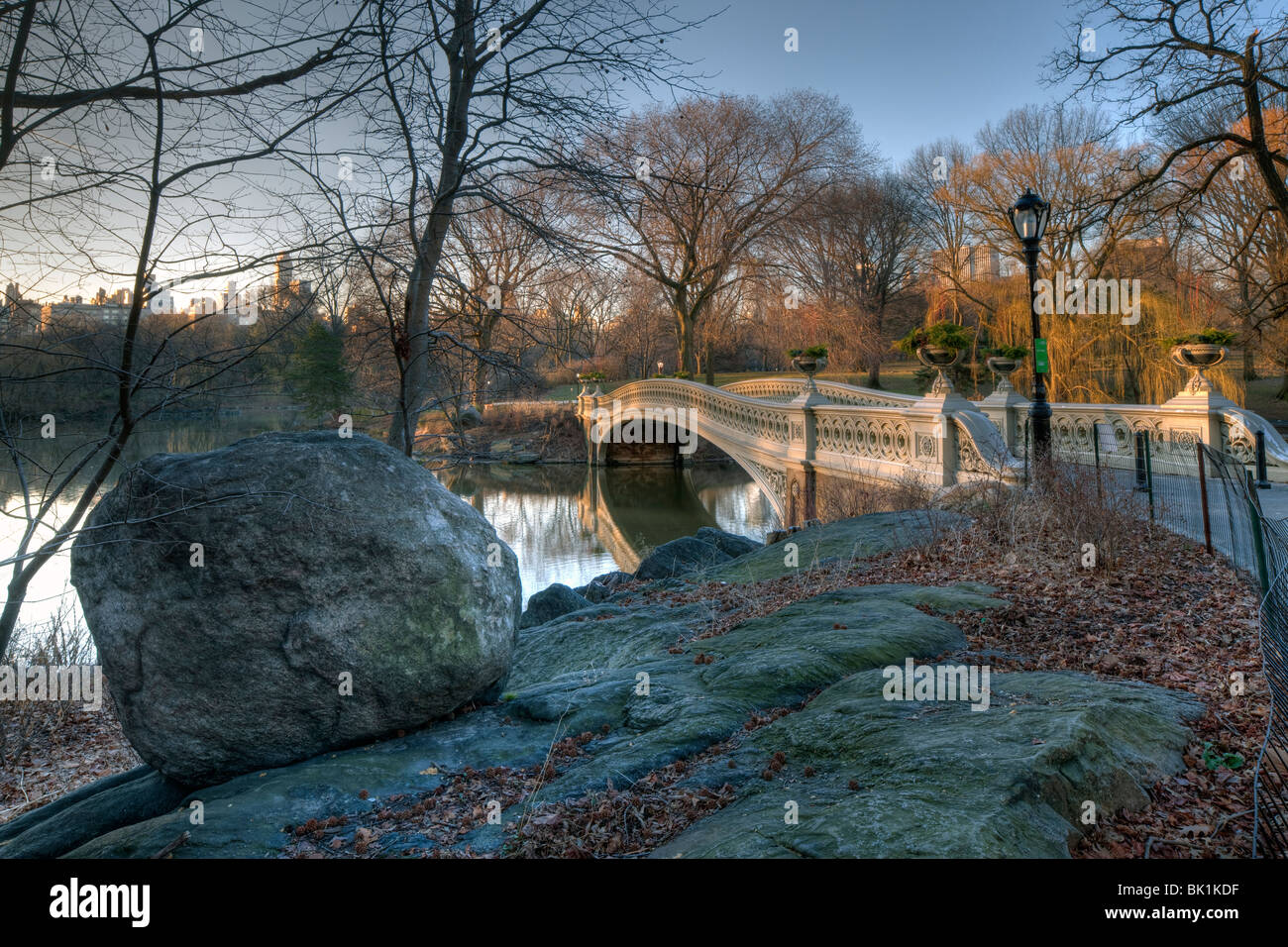 Central Park - New York City early spring at the bow bridge Stock Photo ...