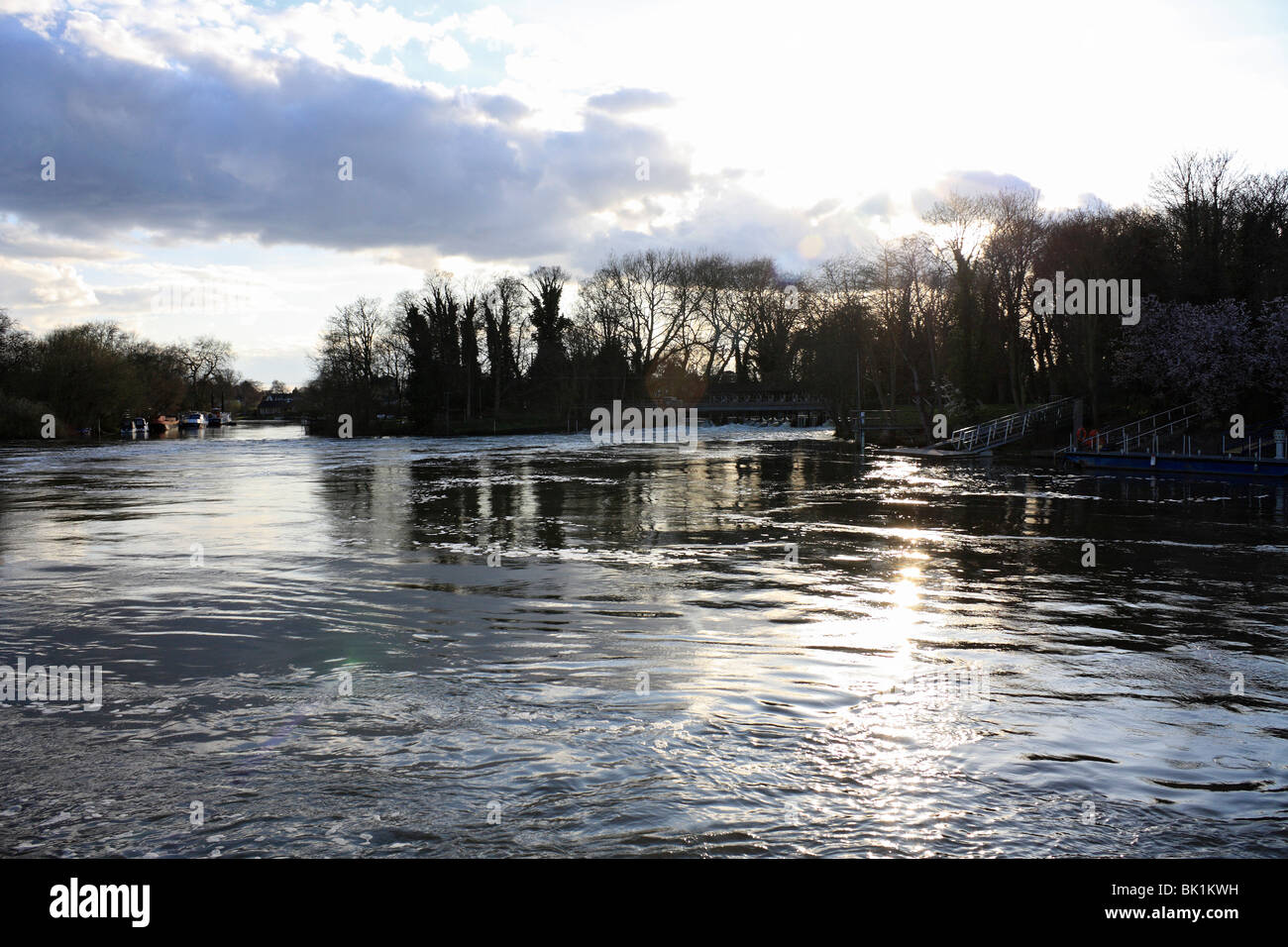 River Wey Navigation, Canal and River system, at Weybridge, Surrey ...