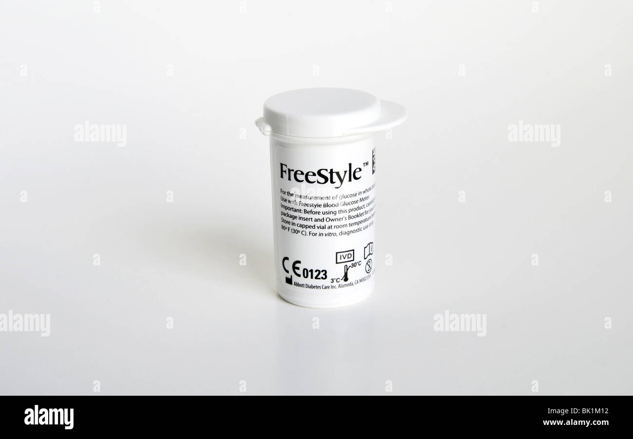 vial with freestyle strip for glucometer Stock Photo - Alamy