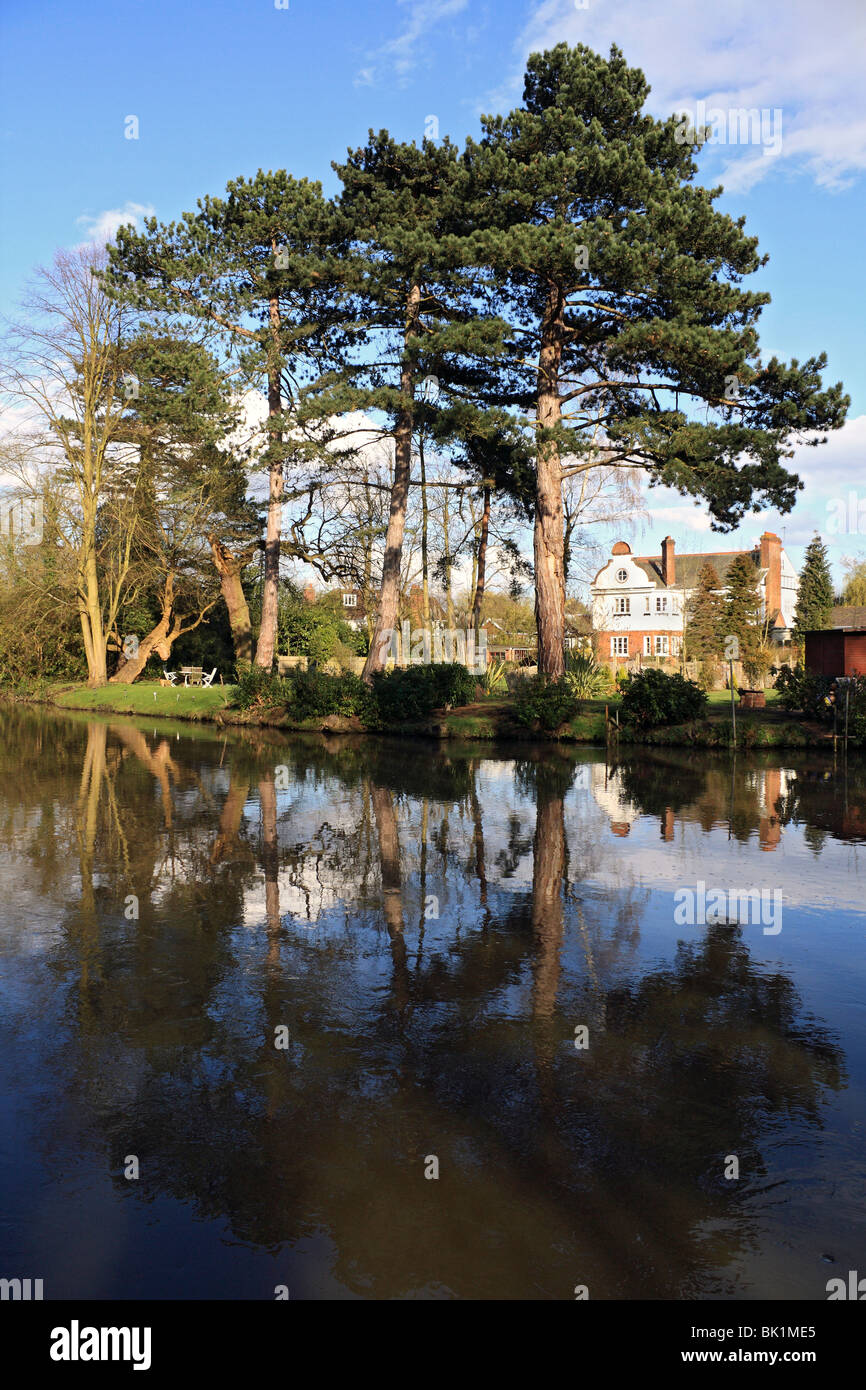 River Wey Navigation, Canal and River system, at Weybridge, Surrey ...