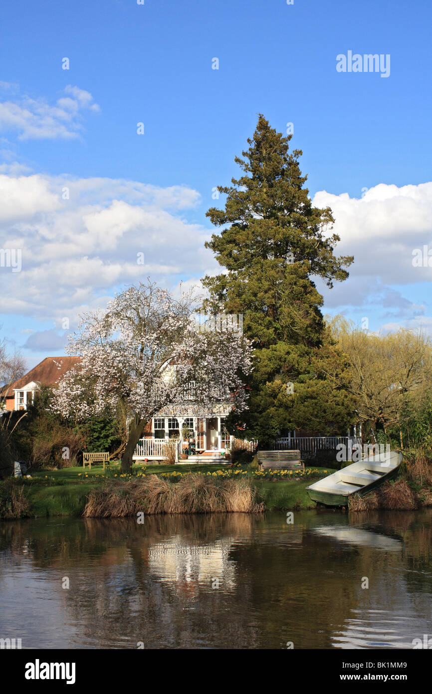 River Wey Navigation, Canal and River system, at Weybridge, Surrey ...