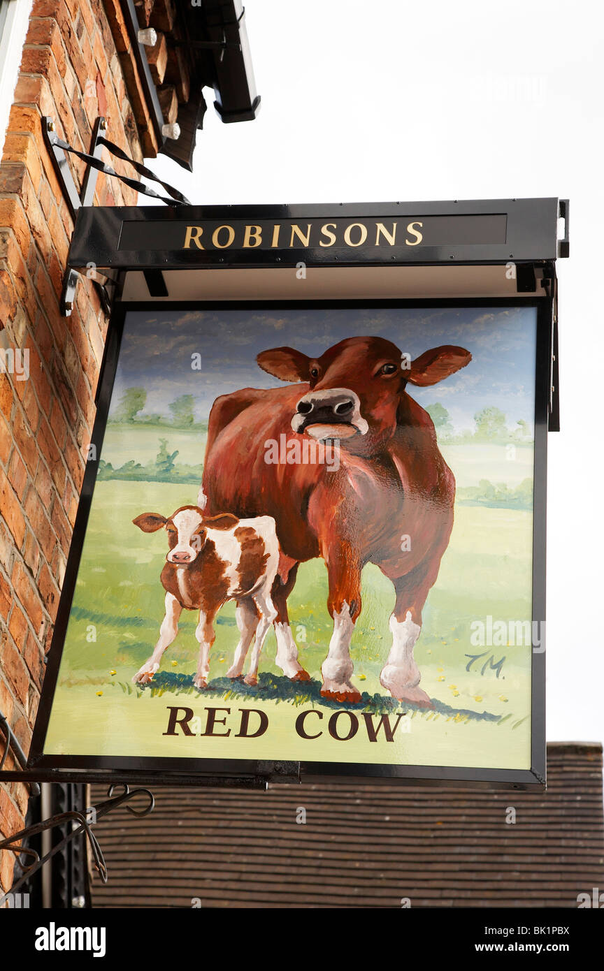 Red Cow pub sign Nantwich UK Stock Photo - Alamy