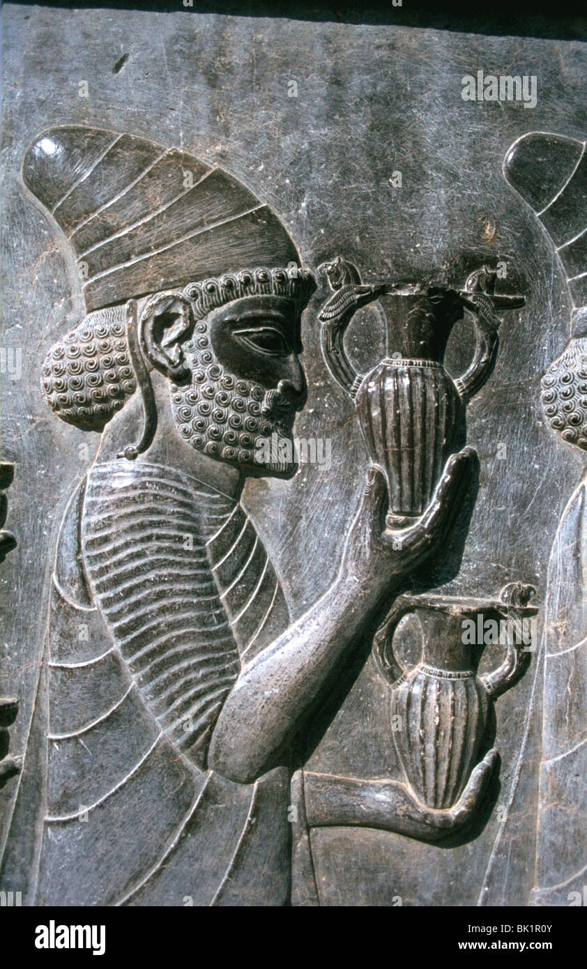 Relief of Syrians or Lydians, the Apadana, Persepolis, Iran Stock Photo ...