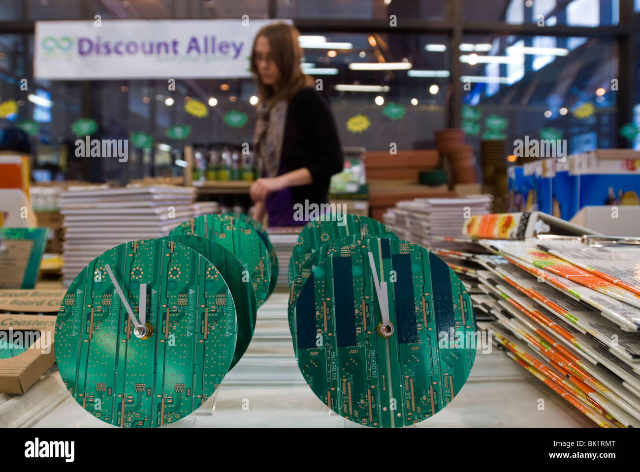 Shoppers browse merchandise made from recycled products at the Green Up ...