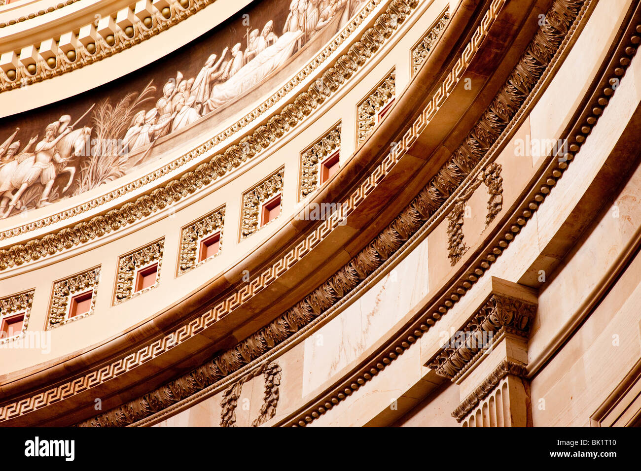Detail inside the dome of the US Capitol Building, Washington DC USA ...