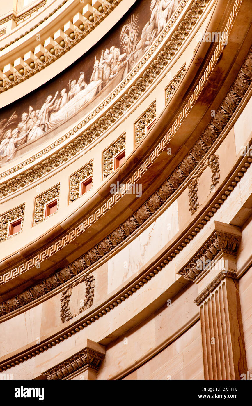 Detail inside the dome of the US Capitol Building, Washington, DC, USA ...