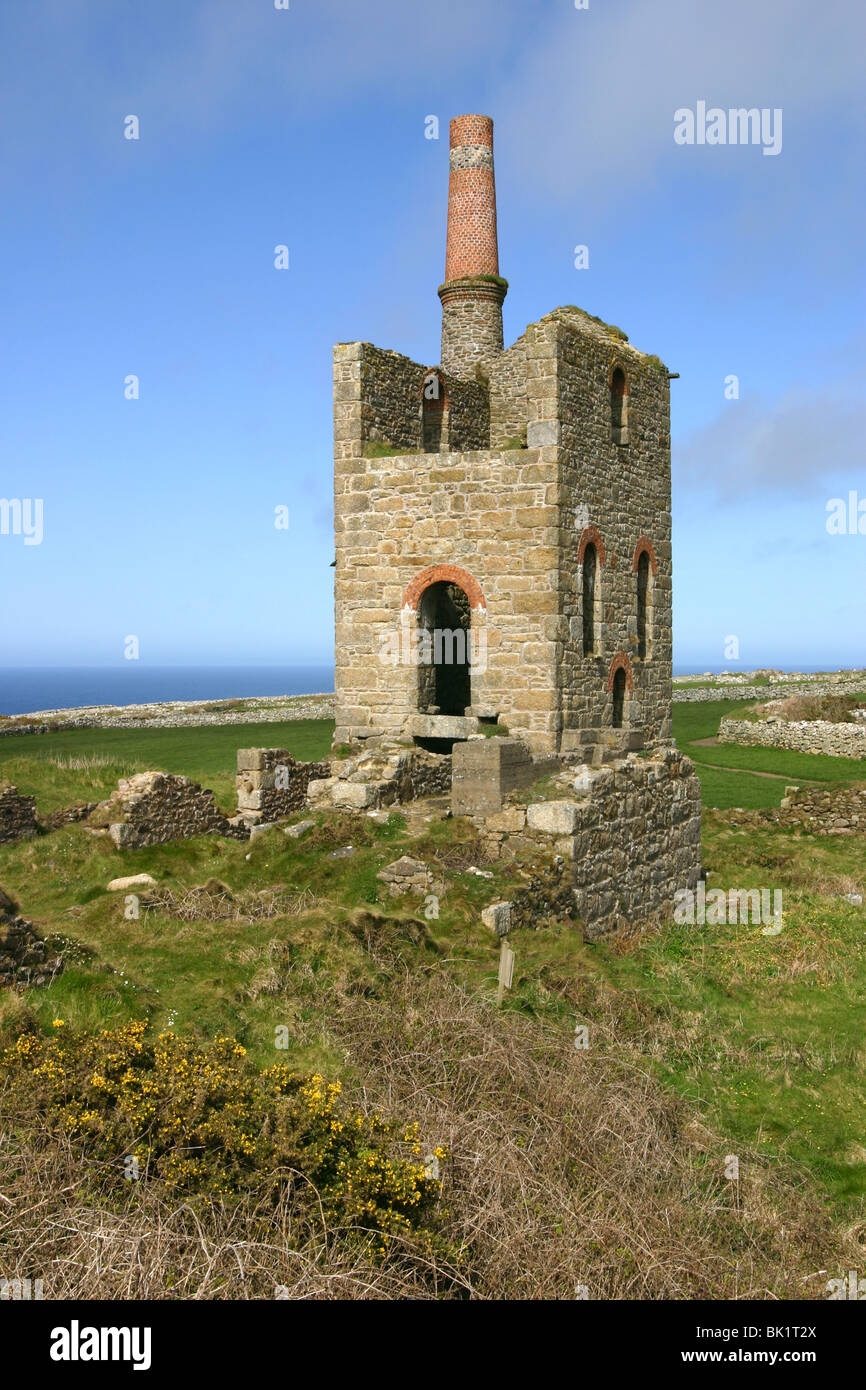Higher Bal Mine engine house, Cornwall Stock Photo - Alamy