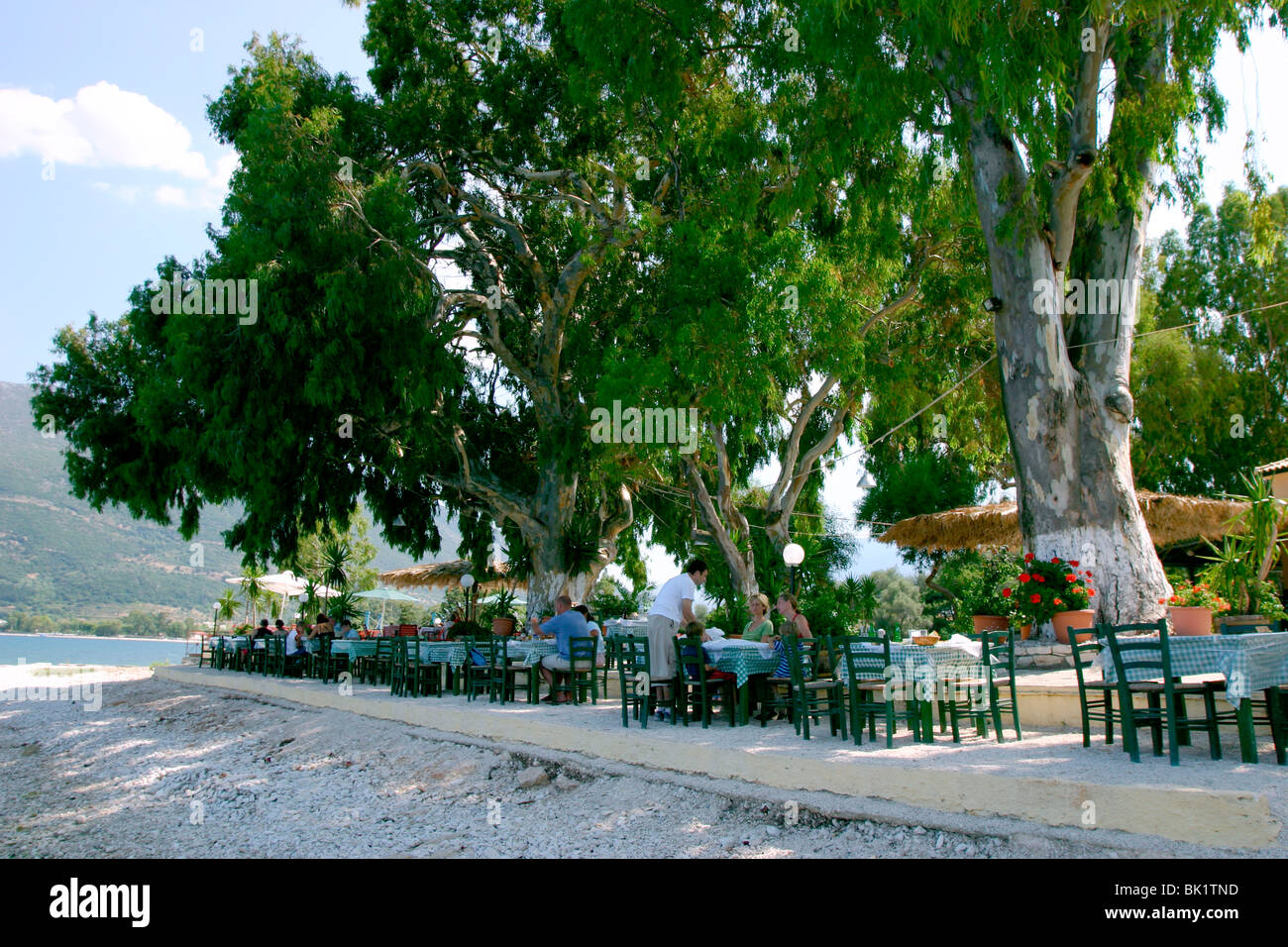 Karavomilos Lake Taverna, Kefalonia, Greece Stock Photo - Alamy