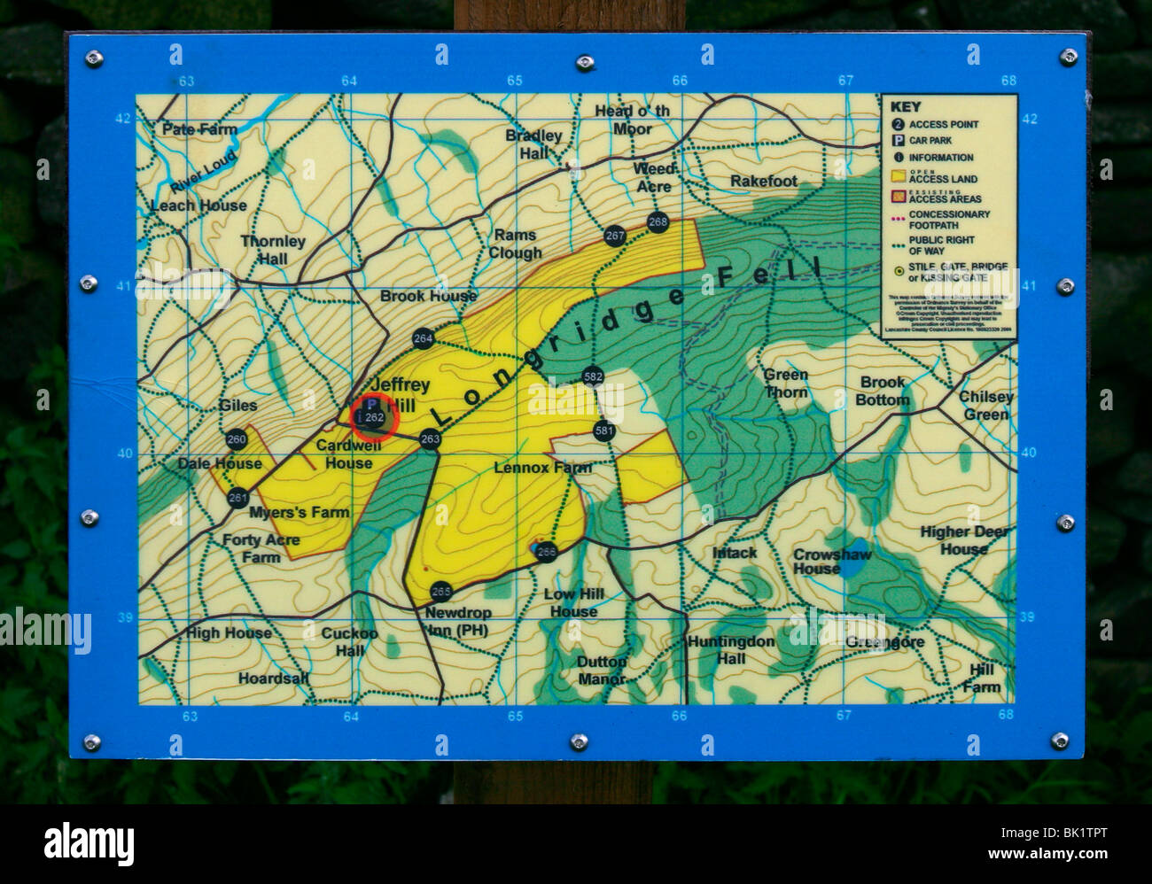 Map of Longridge Fell, Lancashire Stock Photo - Alamy