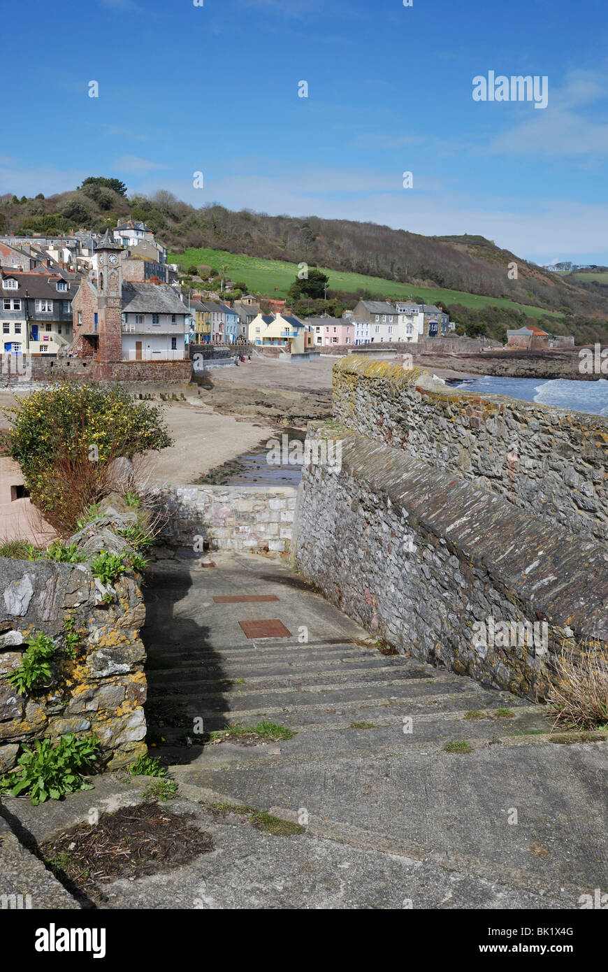 Stone steps at Cawsand, Cornwall, England, looking towards the ...