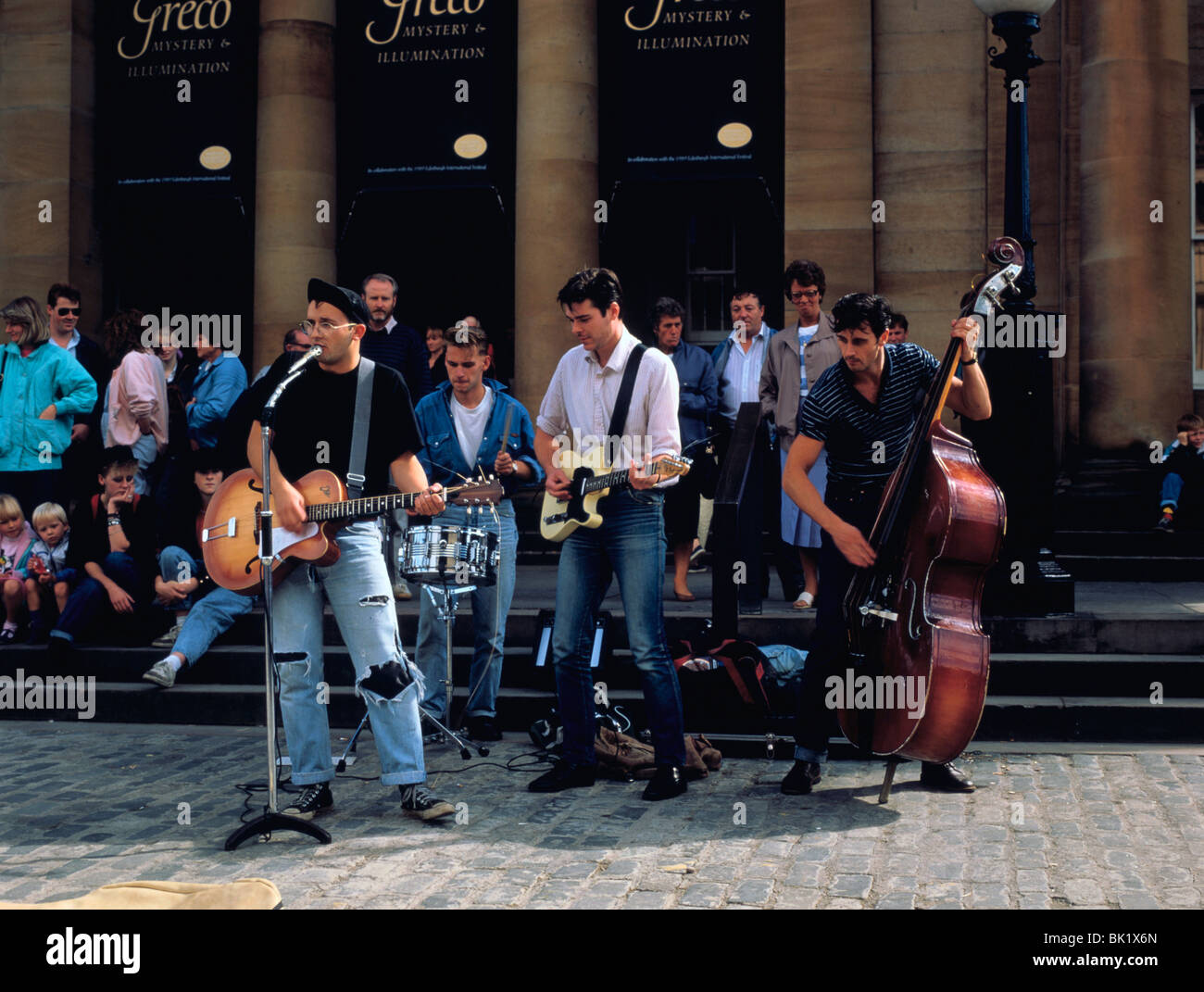 Rock Group outside the National Gallery of Scotland, Edinburgh Festival ...
