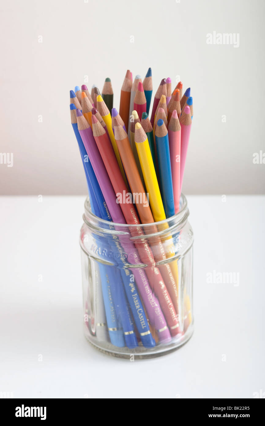 A pot of colouring pencils Stock Photo - Alamy