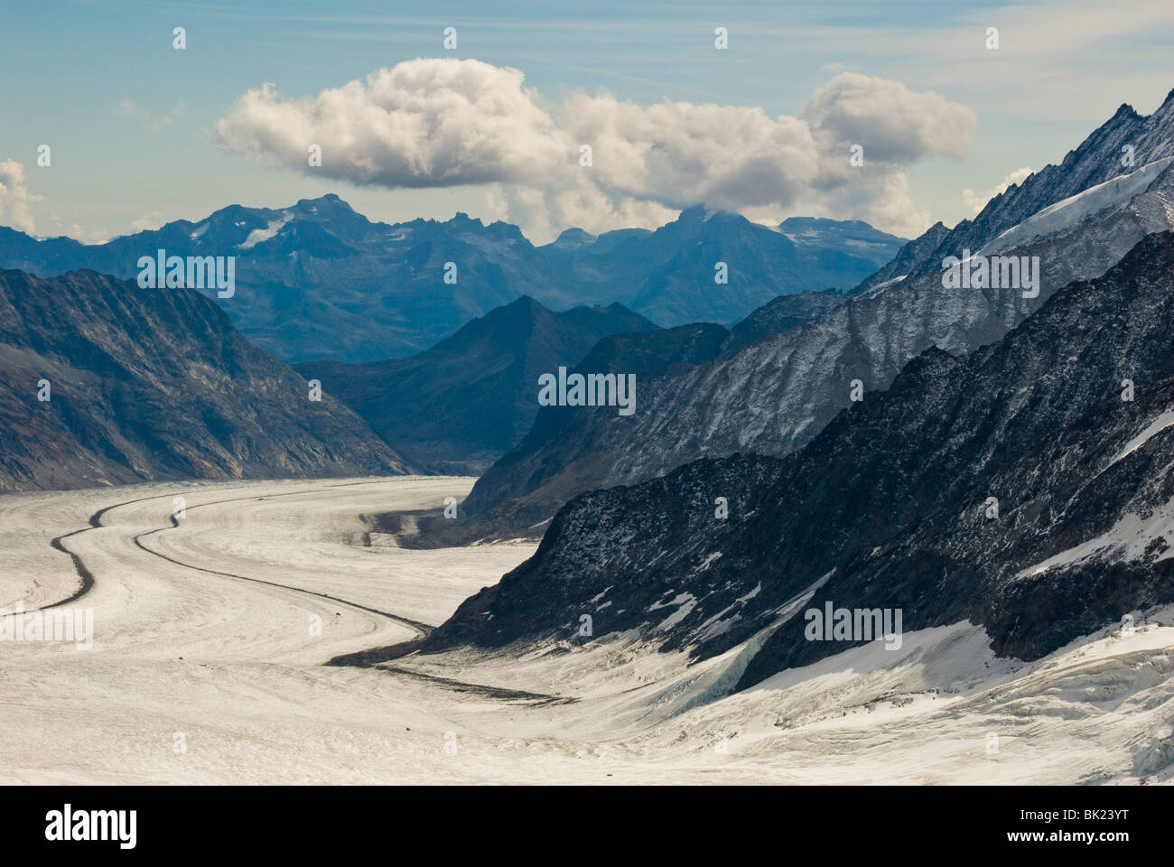 Summit of the The Kleine Scheidegg high mountain pass below and between ...