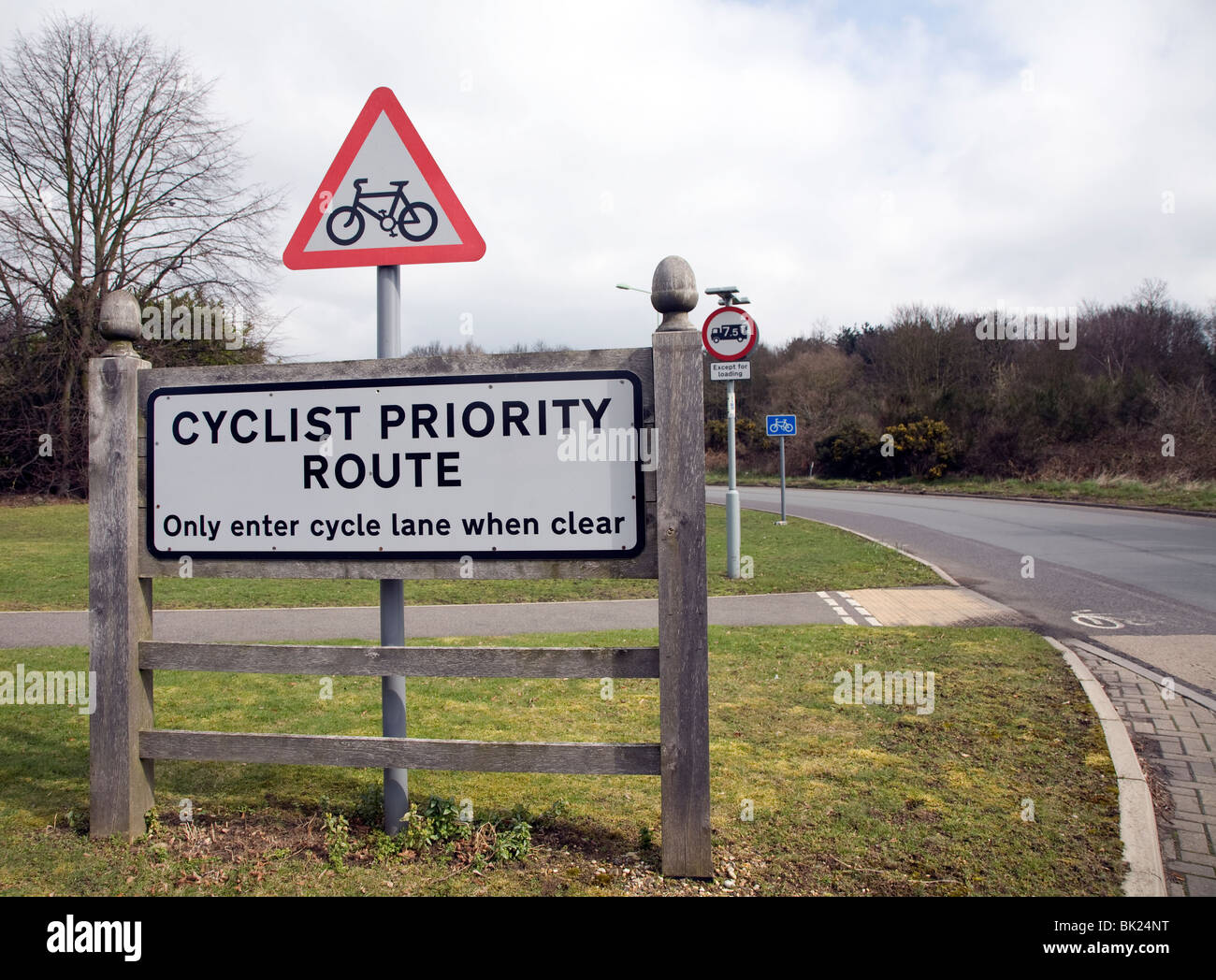 Cycle Priority Route scheme Martlesham Suffolk Stock Photo - Alamy