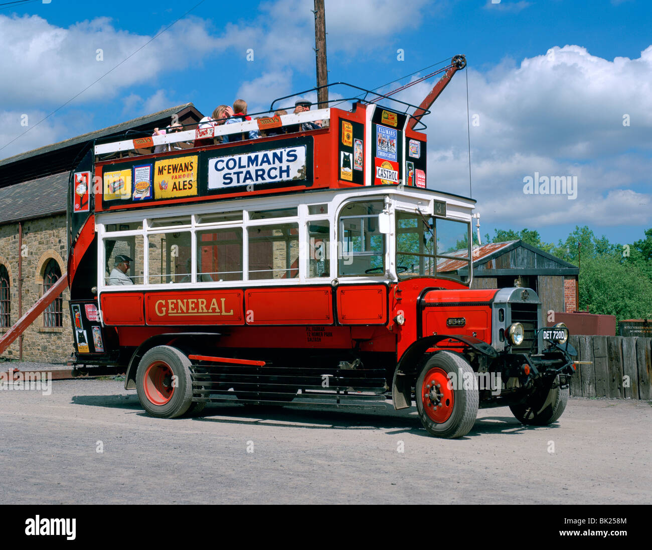 Open top bus, Beamish Museum, Stanley, County Durham Stock Photo - Alamy