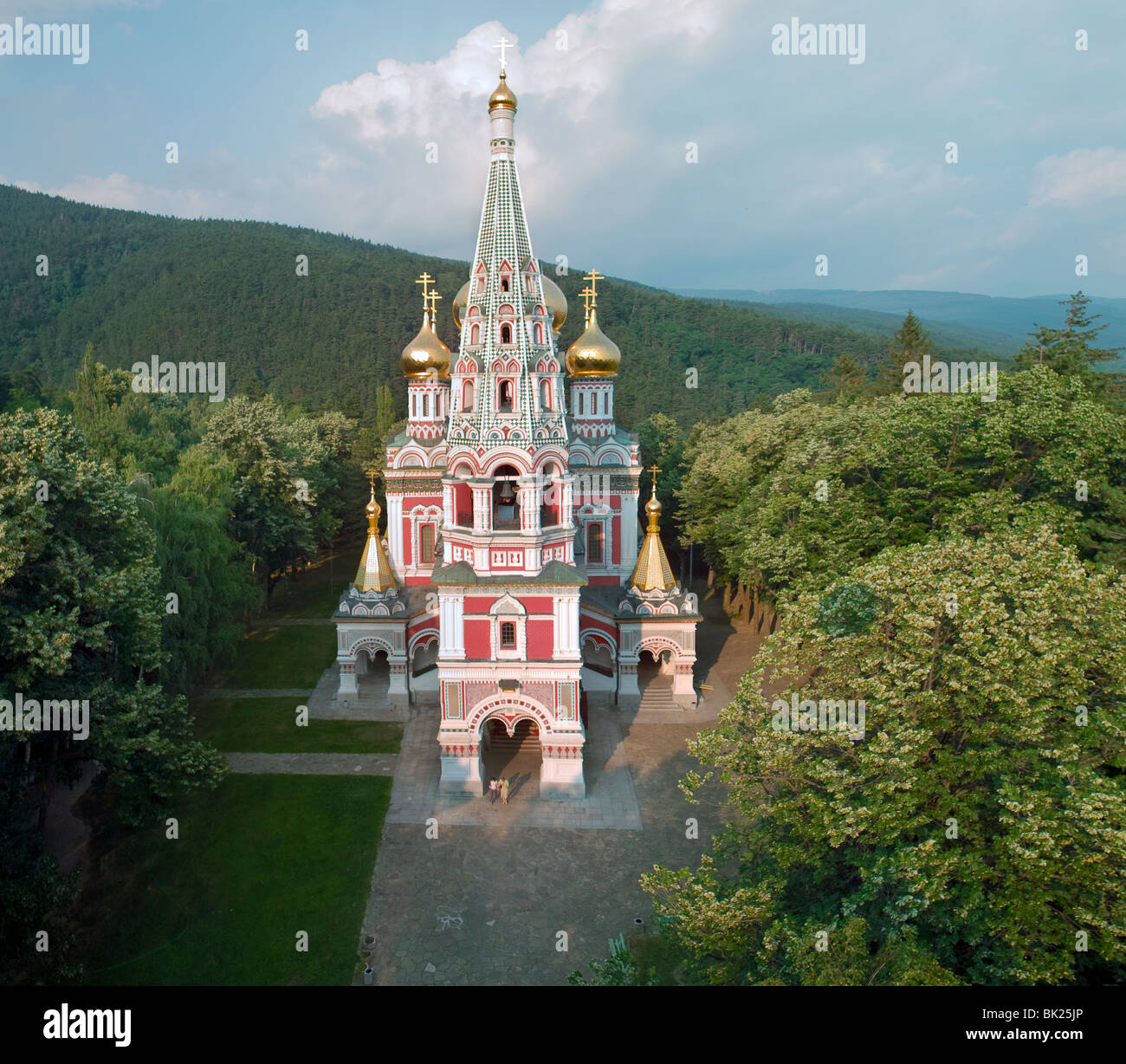 Aerial view of Shipka Monastery in the Balkan Mountains near Kazanlak ...