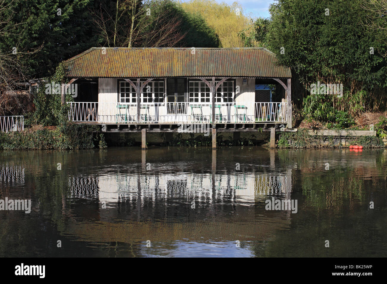 River Wey Navigation, Canal and River system, at Weybridge, Surrey ...