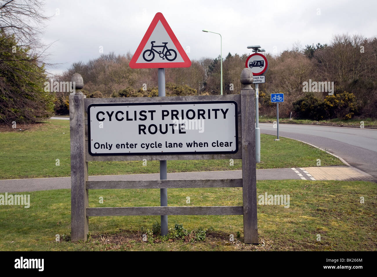 Cycle Priority Route scheme Martlesham Suffolk Stock Photo - Alamy