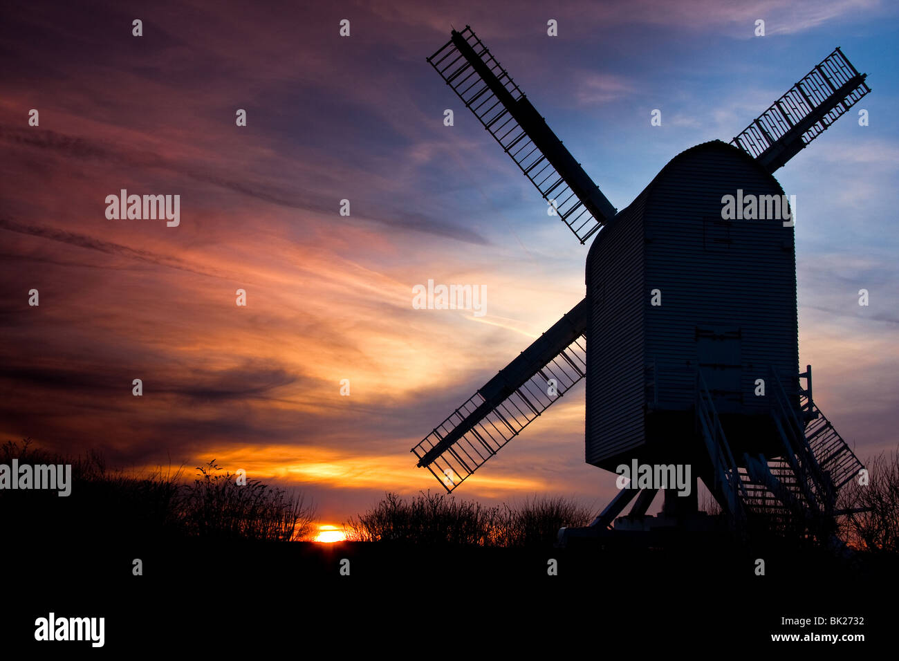 Twilight image of Chillenden windmill Chillenden Kent England which is ...
