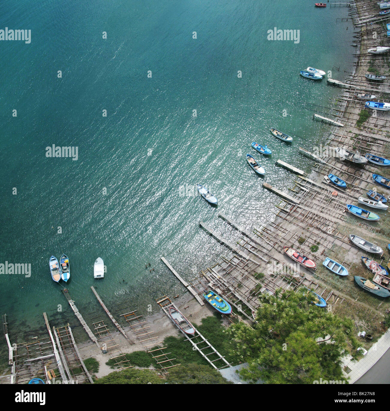 Aerial view of the harbor of Ahtopol at the Black Sea coast Stock Photo ...