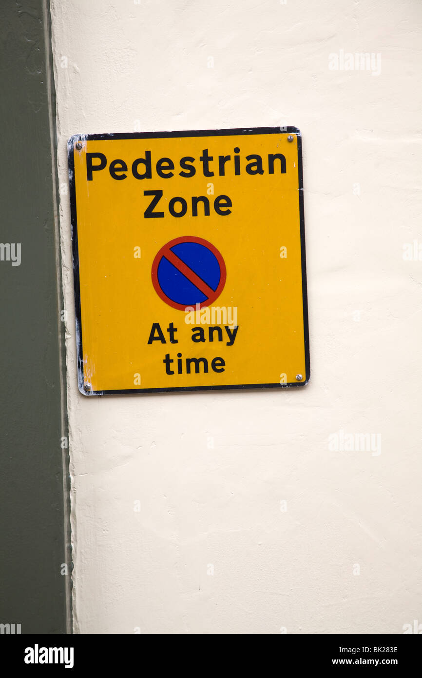 Sign Pedestrian Zone parking restriction At Any Time Stock Photo - Alamy