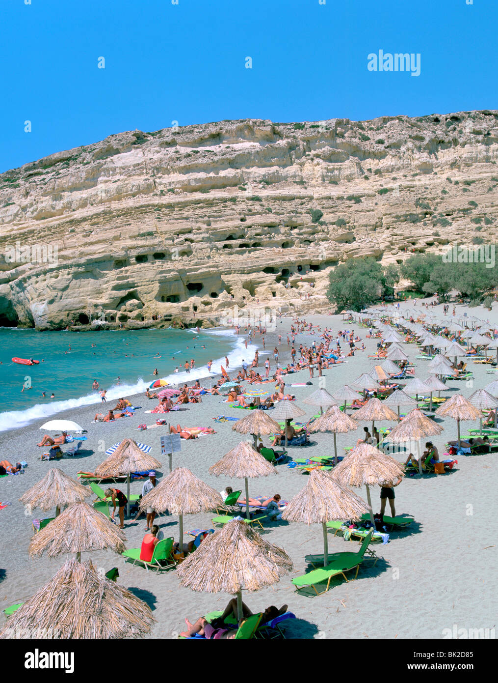 Beach and caves, Matala, Crete, Greece Stock Photo - Alamy