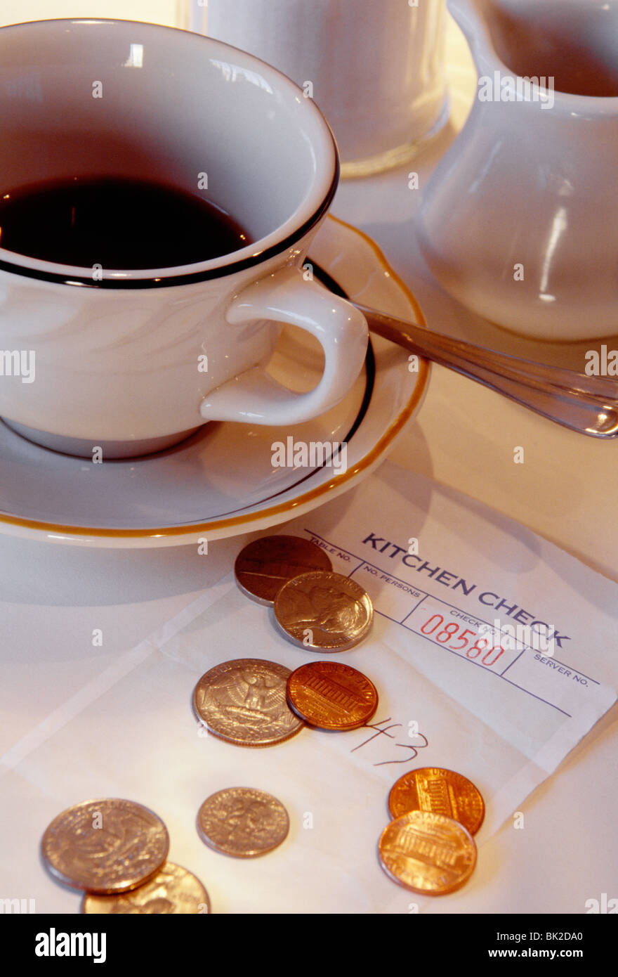 Check and Change at a Diner Stock Photo - Alamy