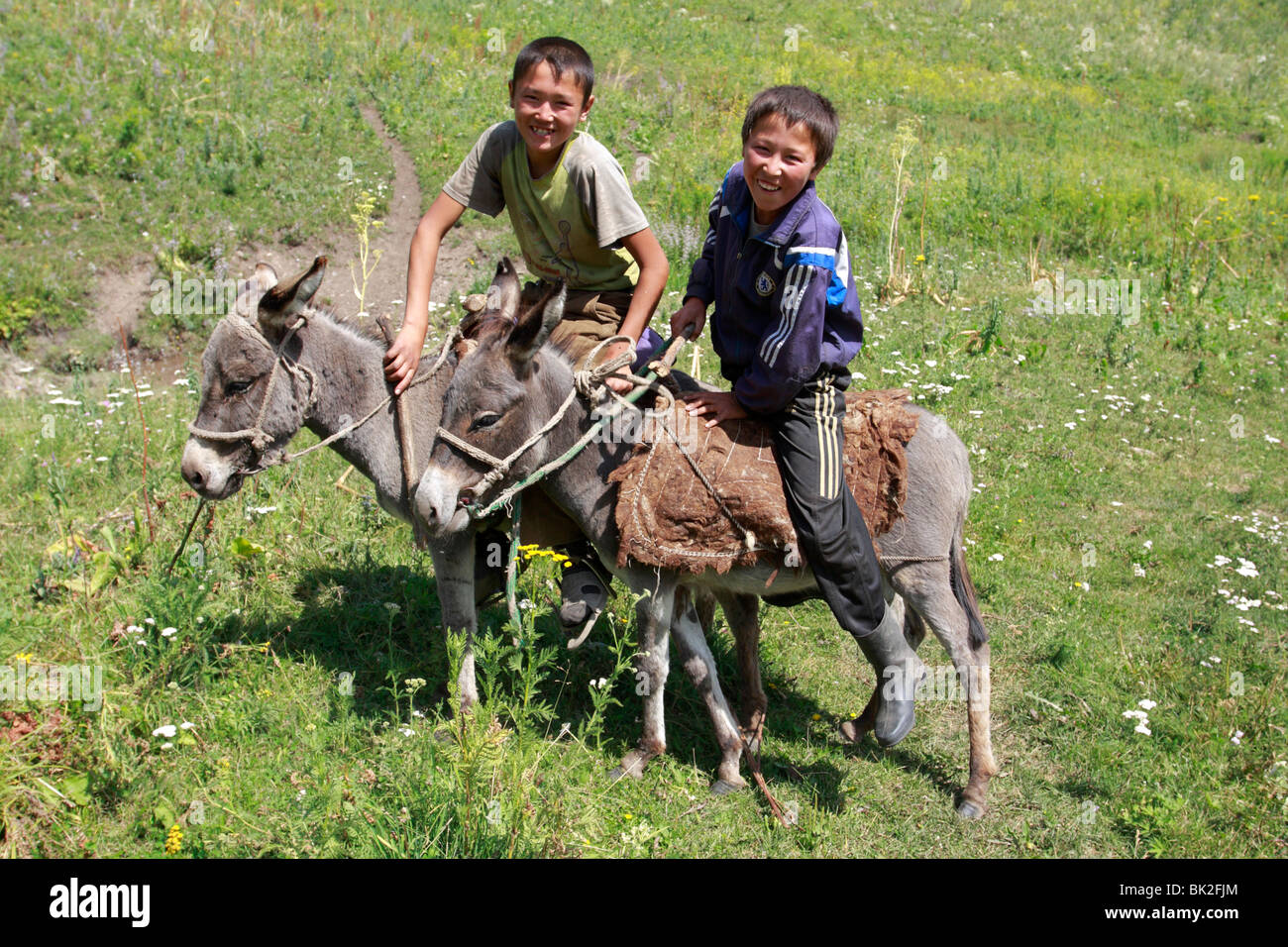 Children Riding A Donkey Stock Photos & Children Riding A Donkey Stock ...
