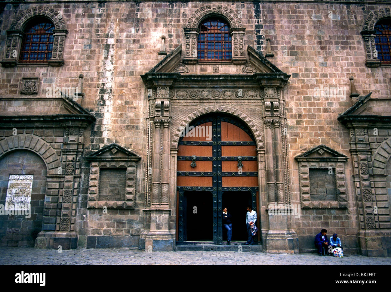 Peruvian people, entrance, El Triunfo Church, Roman Catholic church ...