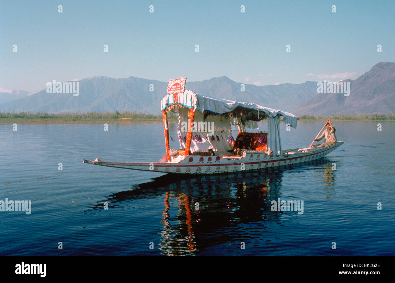 Shikara (traditional wooden boat) on Dal Lake, Srinagar, Kashmir, India ...