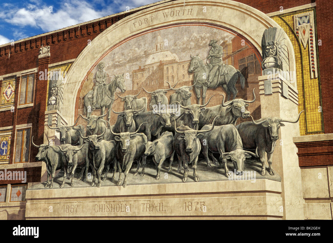 Chisholm Trail Cattle Drive mural by Richard Haas at Sundance Square in ...