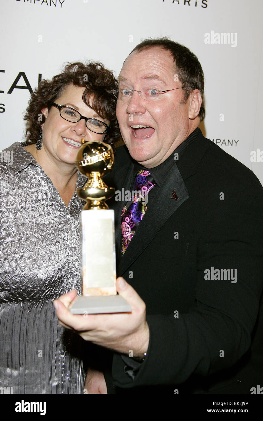NANCY & JOHN LASSETER THE WEINSTEIN COMPANYS 2007 GOLDEN GLOBES AFTER ...