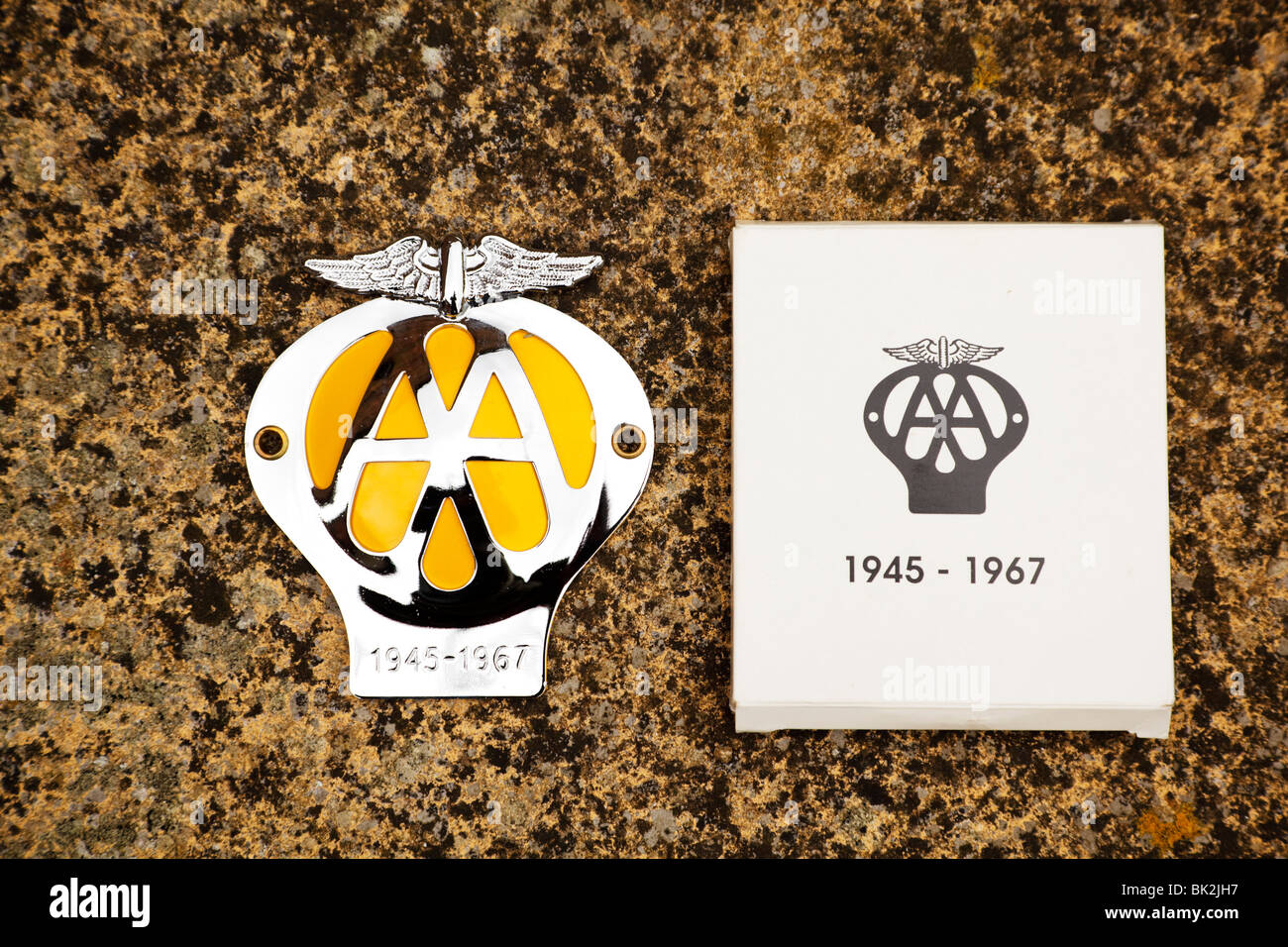 Anniversary AA car badge with box Stock Photo - Alamy