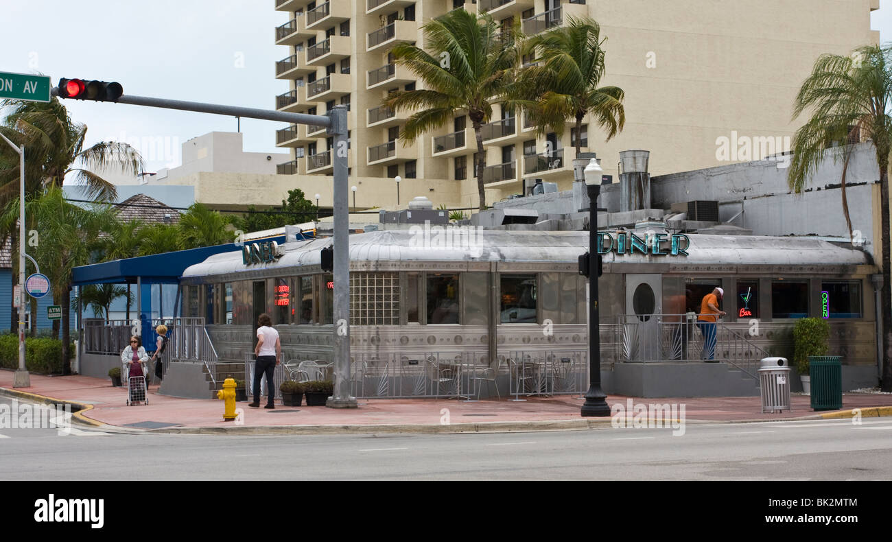 The 1940's restored stainless steel 11th Street Diner at South Beach ...